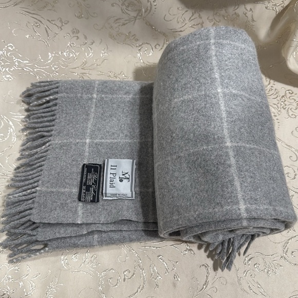 MT I1 Plaid | Accessories | Brand New Cream Gray Tartan Plaid Fringed ...